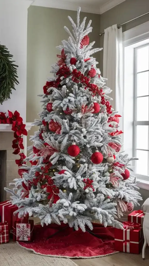 81 Gorgeous Flocked Christmas Tree Decorating Ideas For Every Style ...